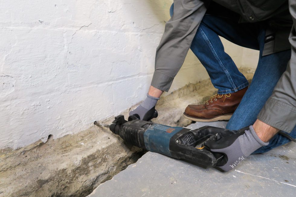 Drain Main Basement Waterproofing Channel Installation